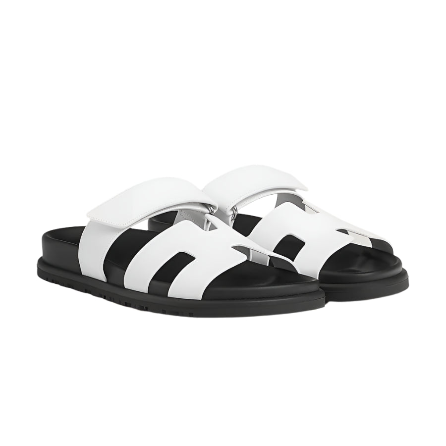 Hermès Chypre Sandal White Leather